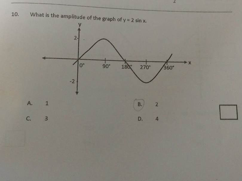10. What is the amplitude of the graph of y | StudyX