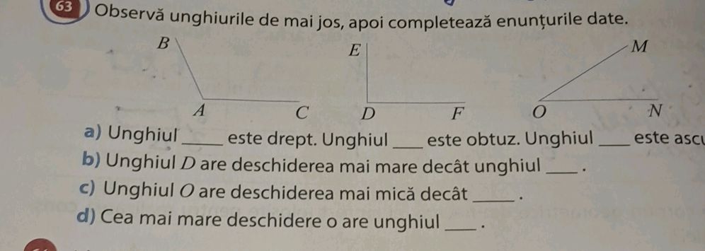 Observă unghiurile de mai jos, apoi | StudyX