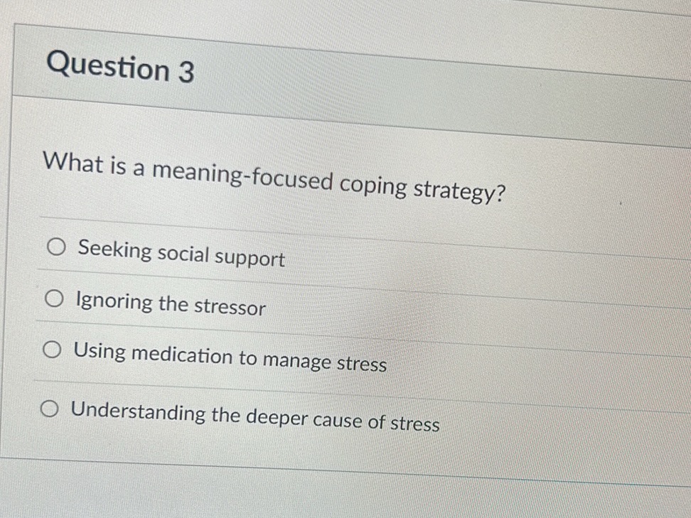 What is a meaning-focused coping strategy? | StudyX