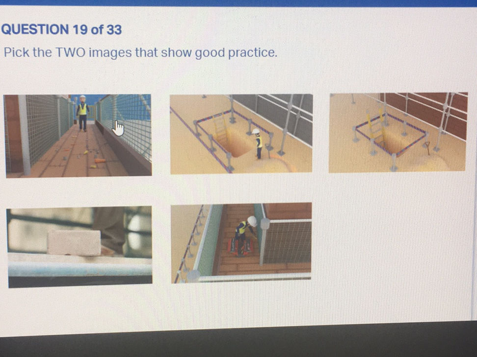 Pick the TWO images that show good practice. | StudyX