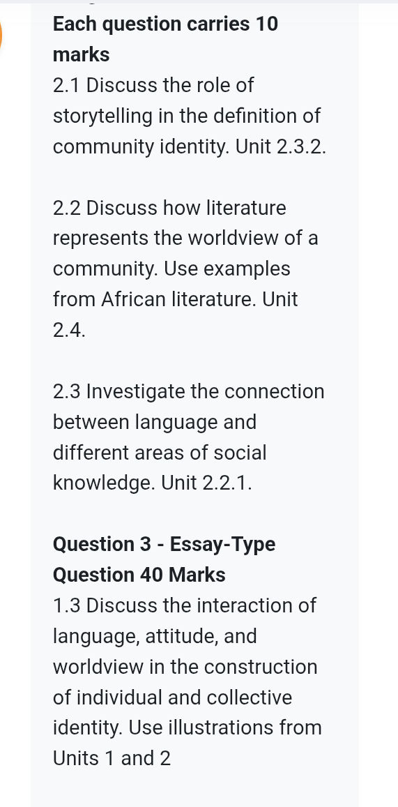 Each question carries 10 marks 2.1 Discuss | StudyX