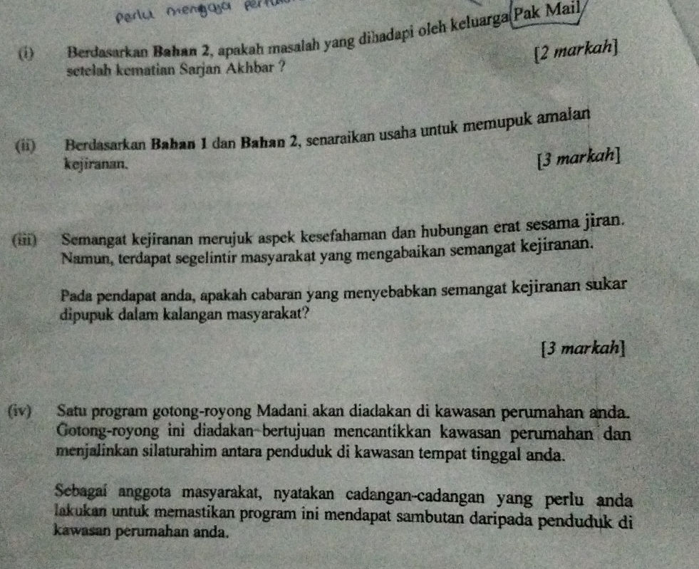 (i) Berdasarkan Bahan 2, apakah masalah yang | StudyX
