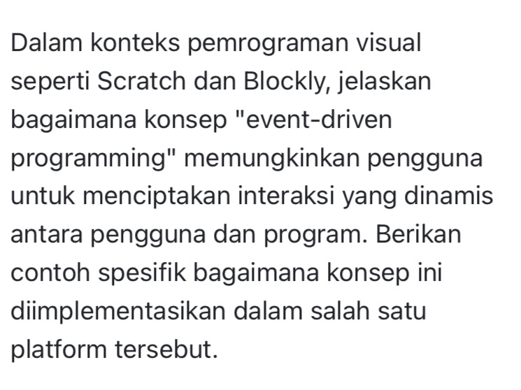 Dalam konteks pemrograman visual seperti | StudyX