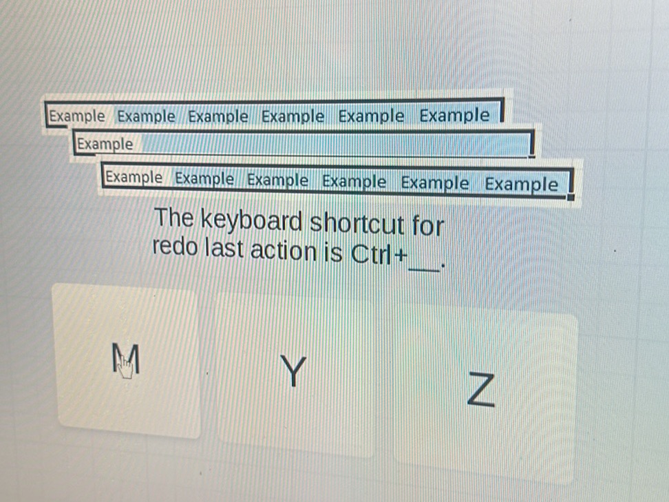The keyboard shortcut for redo last action | StudyX