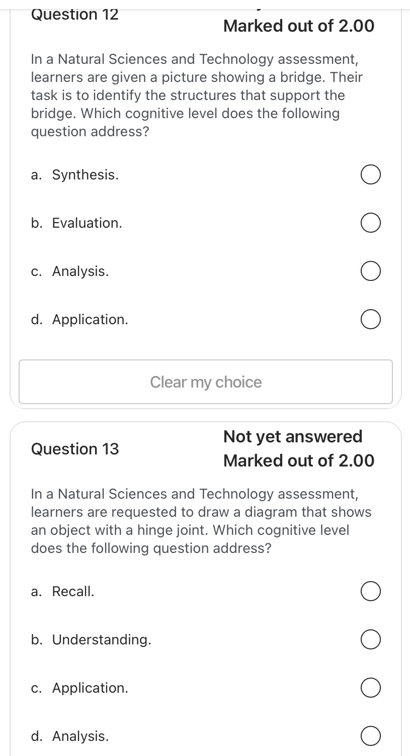 Question 12 In a Natural Sciences and | StudyX