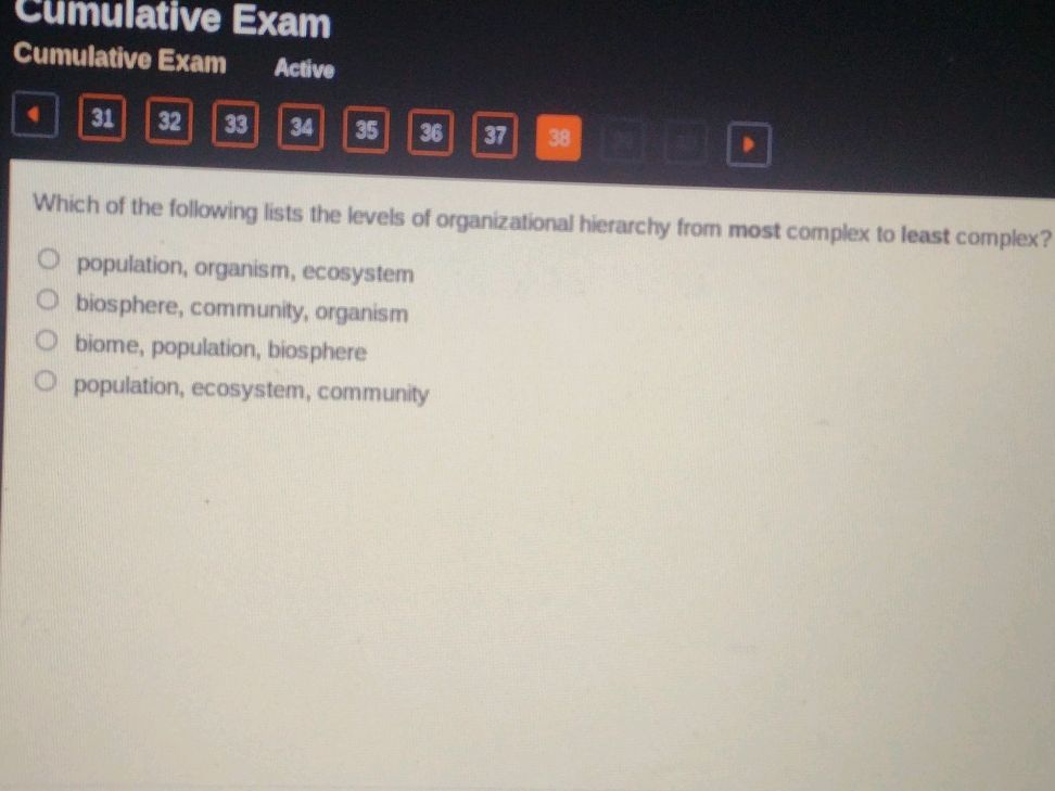 Which of the following lists the levels of | StudyX