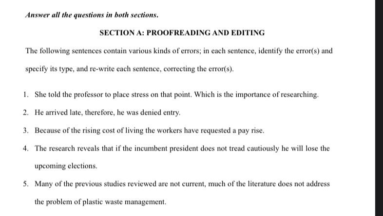 The following sentences contain various | StudyX