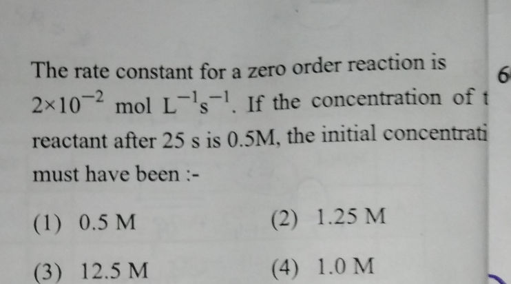 The rate constant for a zero order reaction | StudyX
