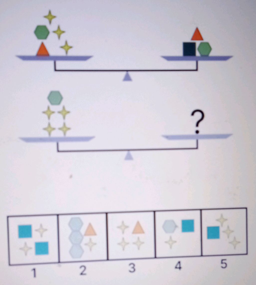 The image shows a balance scale with shapes | StudyX