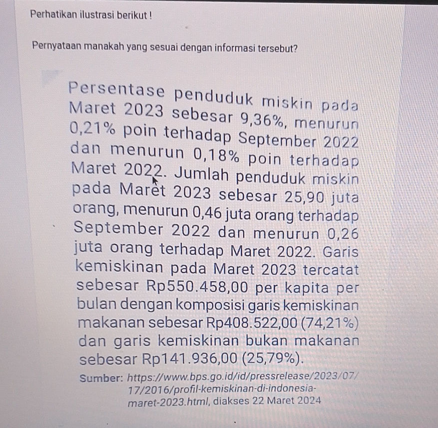 Pernyataan manakah yang sesuai dengan | StudyX