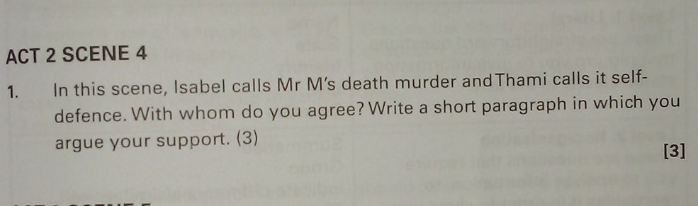 In this scene, Isabel calls Mr M's death