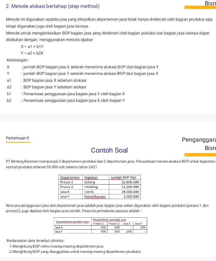 2. Metode alokasi bertahap (step method) | StudyX