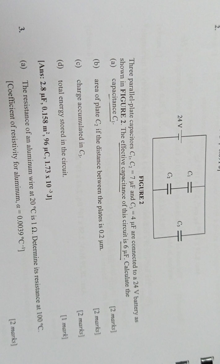 Three parallel-plate capacitors C₁, C₂ = 7 | StudyX