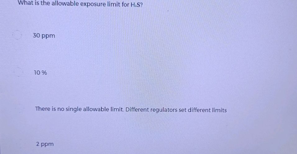 What is the allowable exposure limit for | StudyX