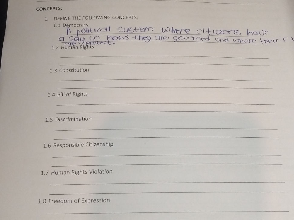 1. DEFINE THE FOLLOWING CONCEPTS; 1.1 | StudyX