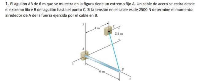 1. El aguilón AB de 6 m que se muestra en la | StudyX