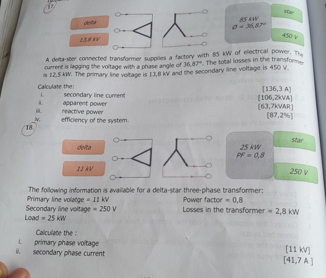 A delta-ster connected transformer supplies | StudyX