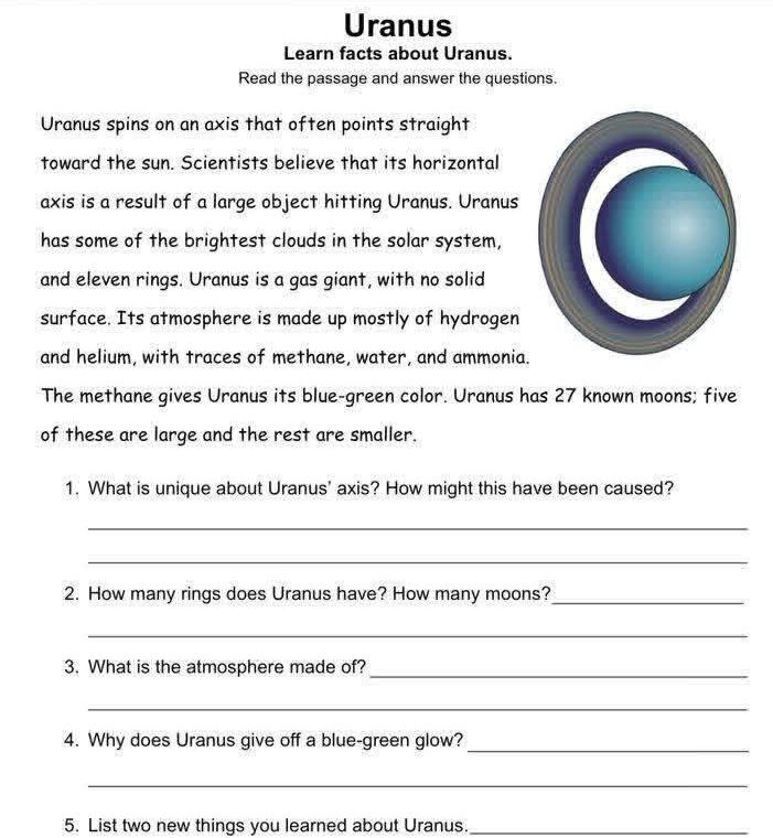 Uranus Learn facts about Uranus. Read the | StudyX