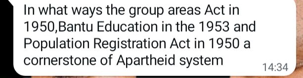 In what ways the group areas Act in 1950, | StudyX