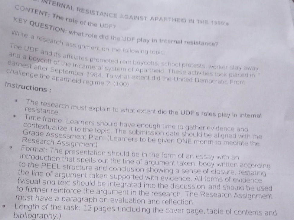 KEY QUESTION: what role did the UDF play in | StudyX