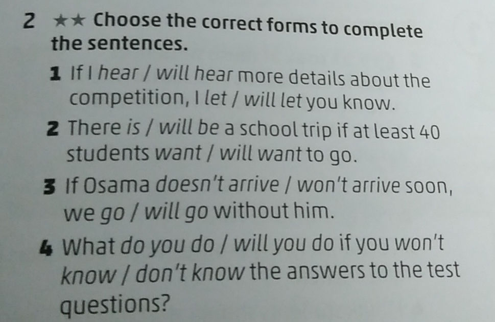 Choose the correct forms to complete the | StudyX