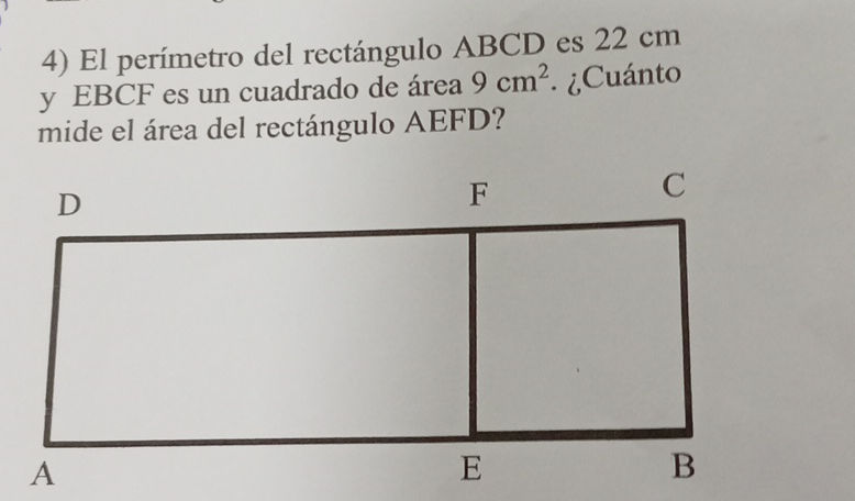 4) El perímetro del rectángulo ABCD es 22 cm | StudyX