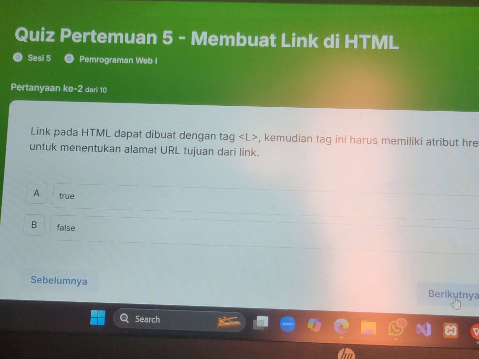 Link pada HTML dapat dibuat dengan tag , | StudyX