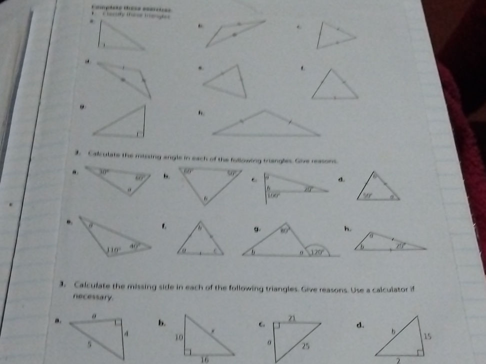 1. Classify these triangles. 2. Calculate | StudyX