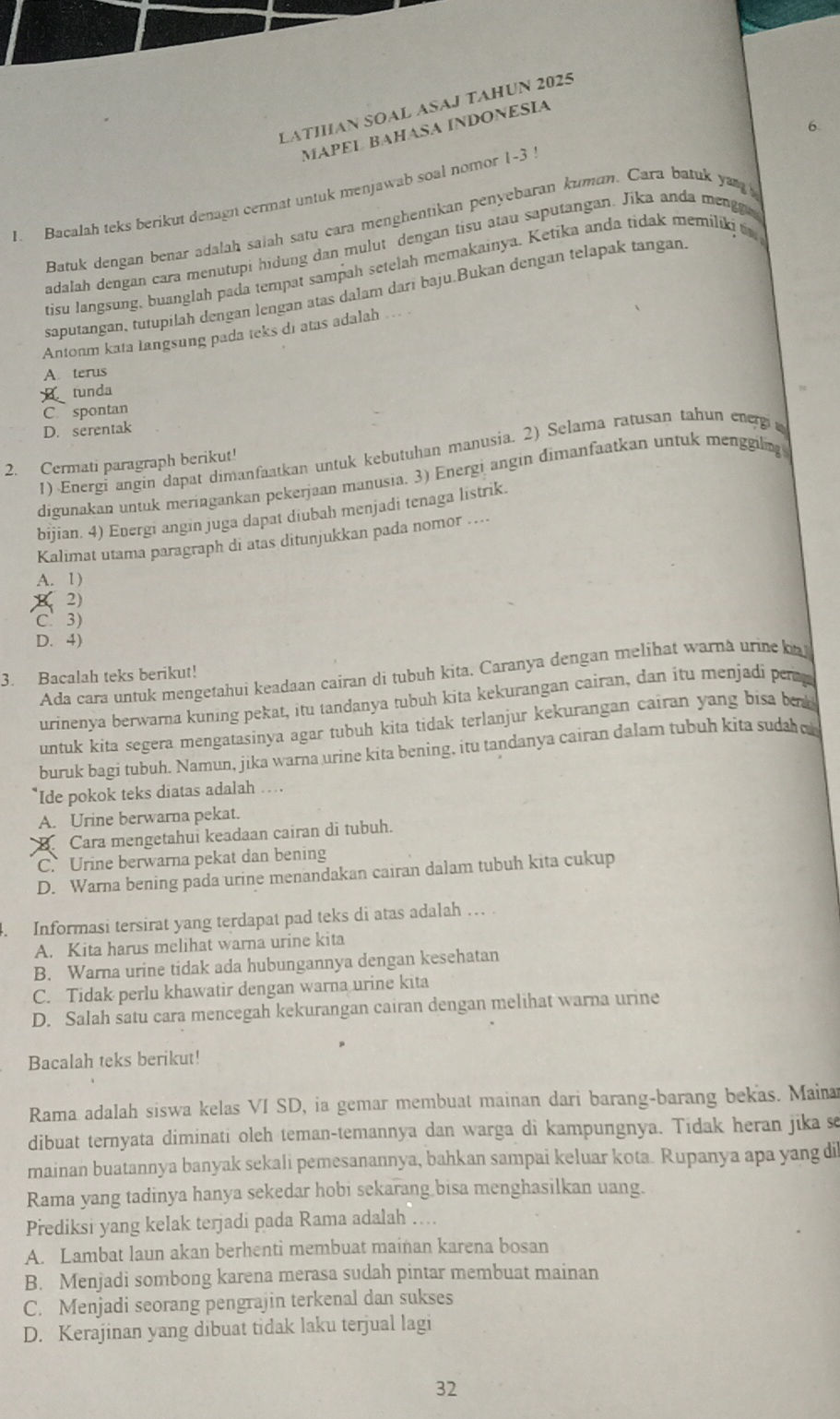 1. Bacalah teks berikut dengan cermat untuk | StudyX