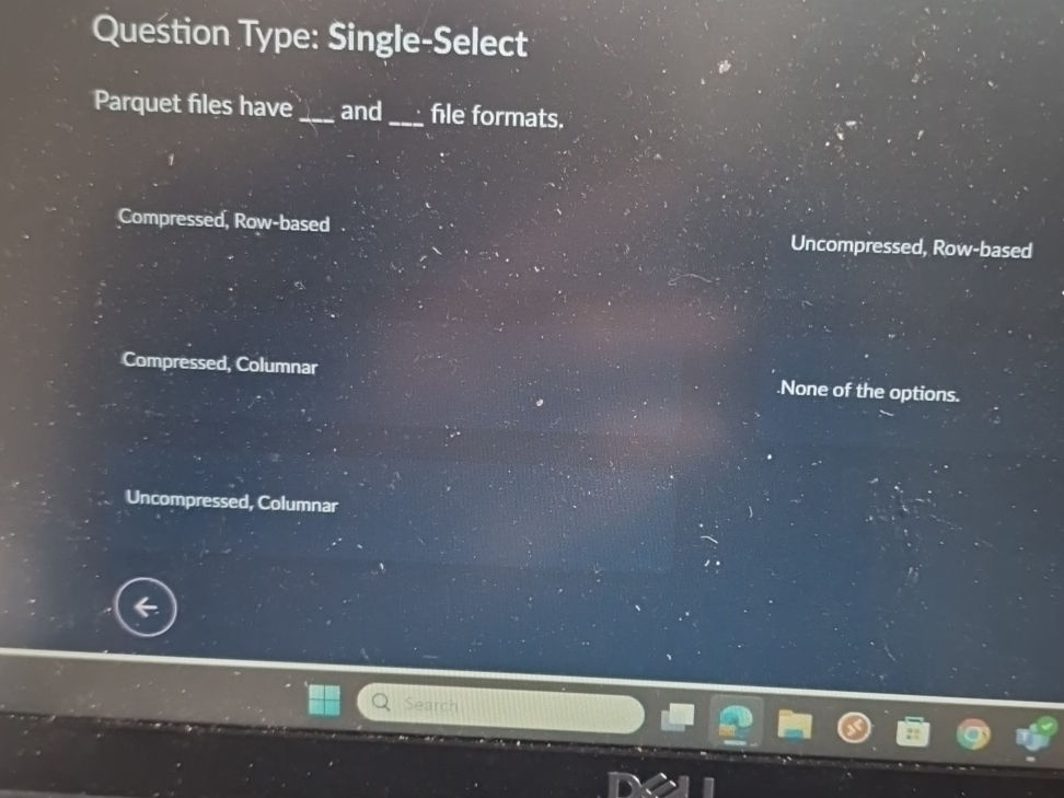 Parquet files have ____ and ____ file | StudyX