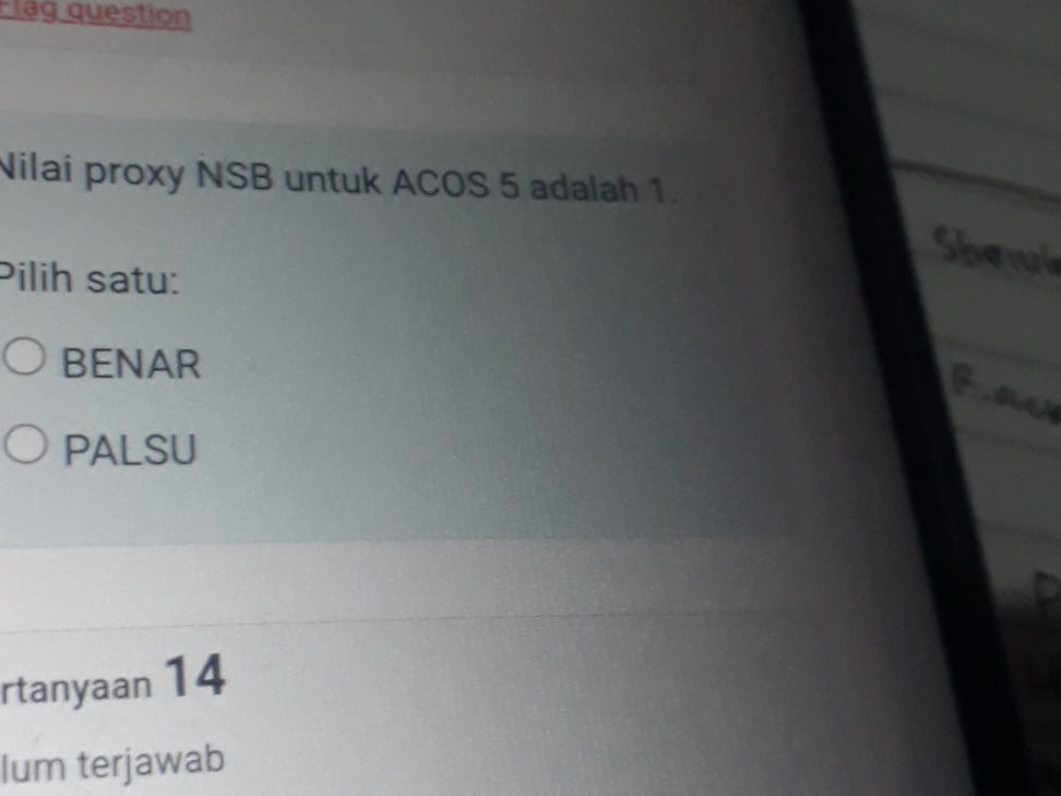 Nilai proxy NSB untuk ACOS 5 adalah 1. | StudyX