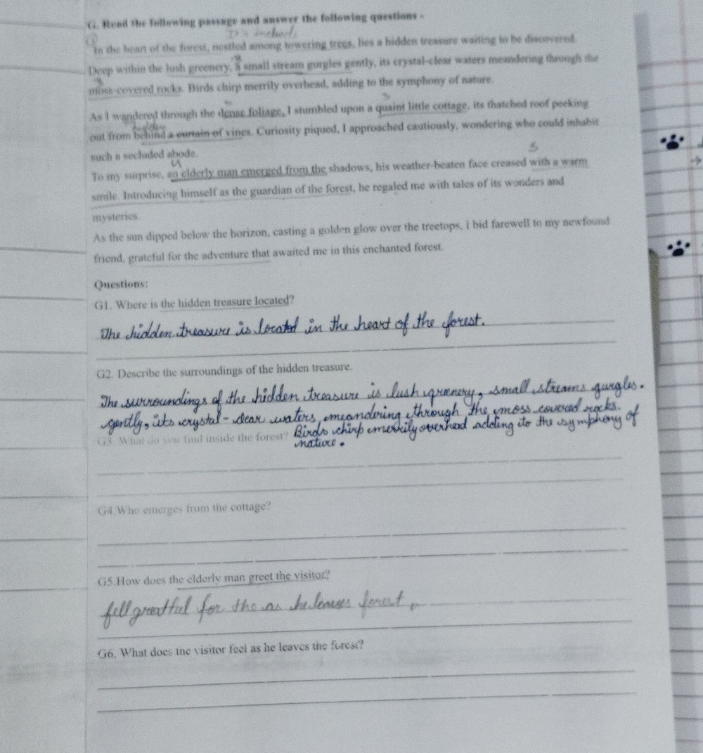 G. Read the following passage and answer the | StudyX