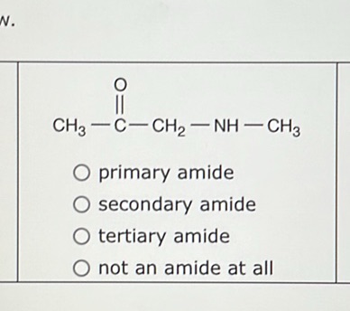 CH3-C-CH2-NH-CH3 ``` primary amide | StudyX