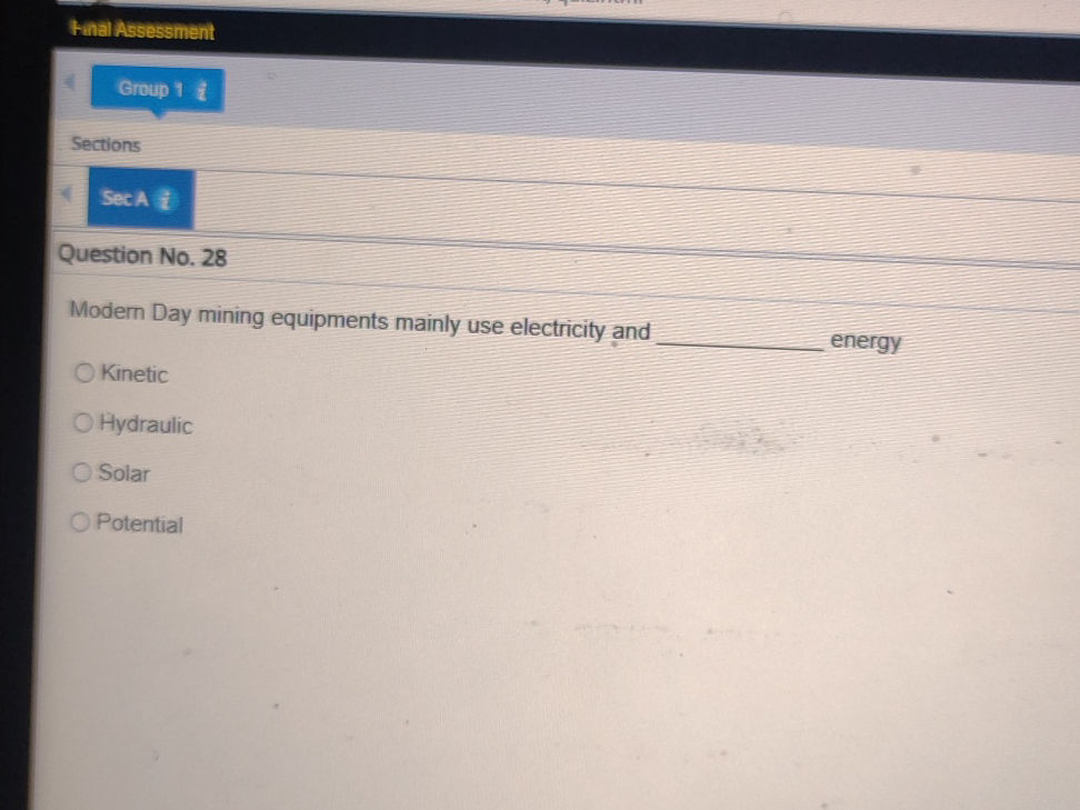 Modern Day mining equipments mainly use | StudyX