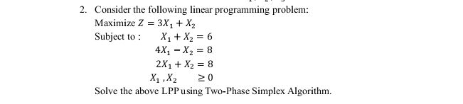 2. Consider the following linear programming | StudyX