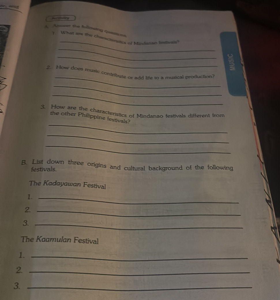 A. Answer the following questions. 1. What | StudyX