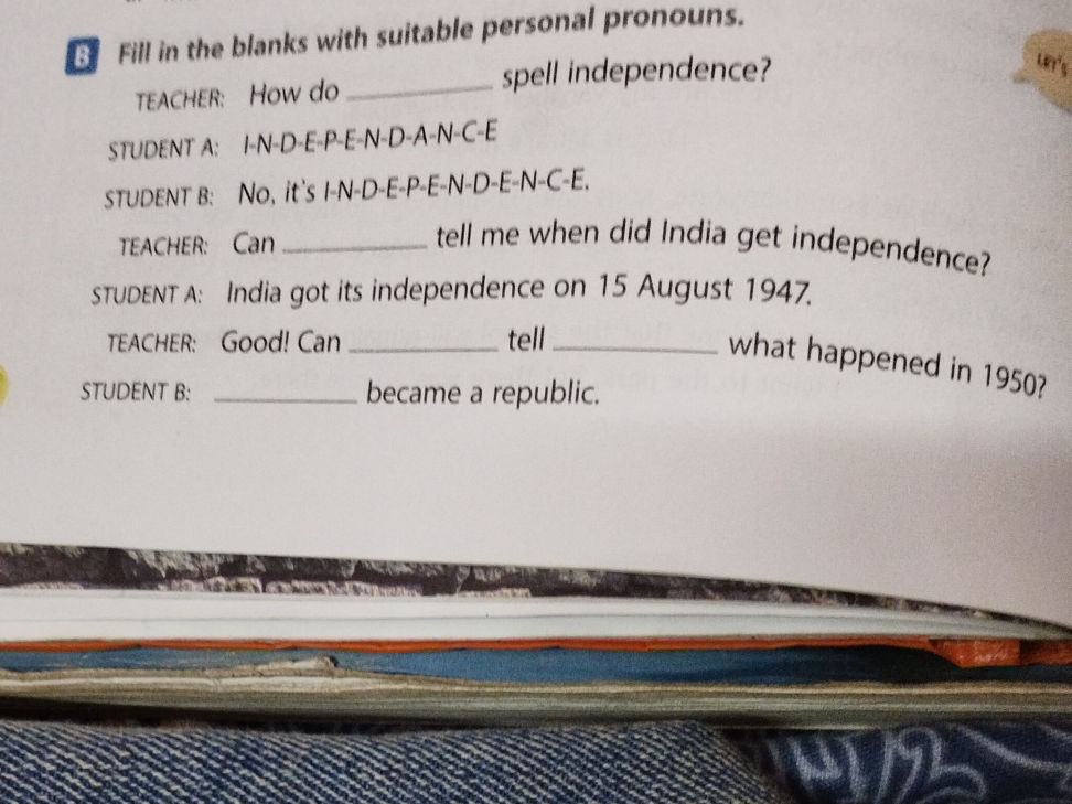 Fill in the blanks with suitable personal | StudyX