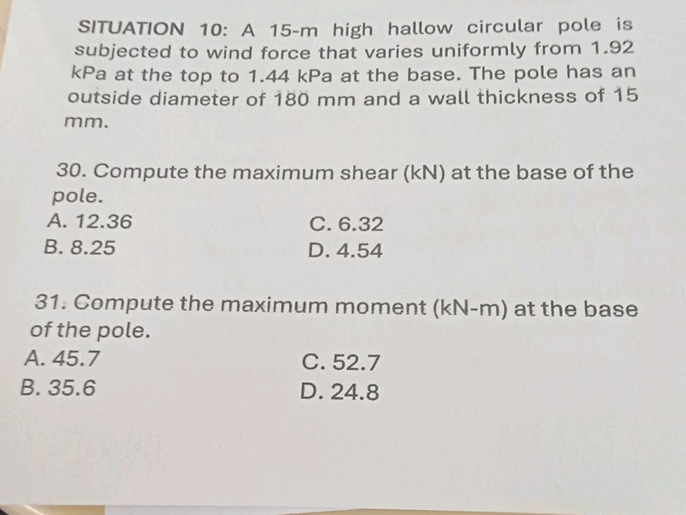 SITUATION 10: A 15-m high hallow circular | StudyX