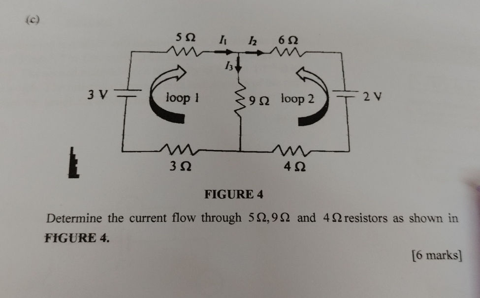 Determine the current flow through 5Ω, 9Ω | StudyX