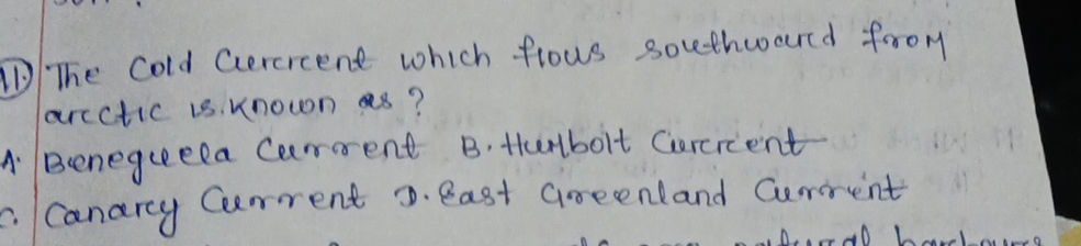 11. The Cold Current which flows southward | StudyX
