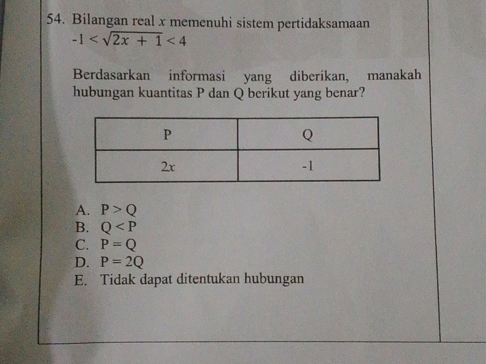 54. Bilangan real x memenuhi sistem | StudyX