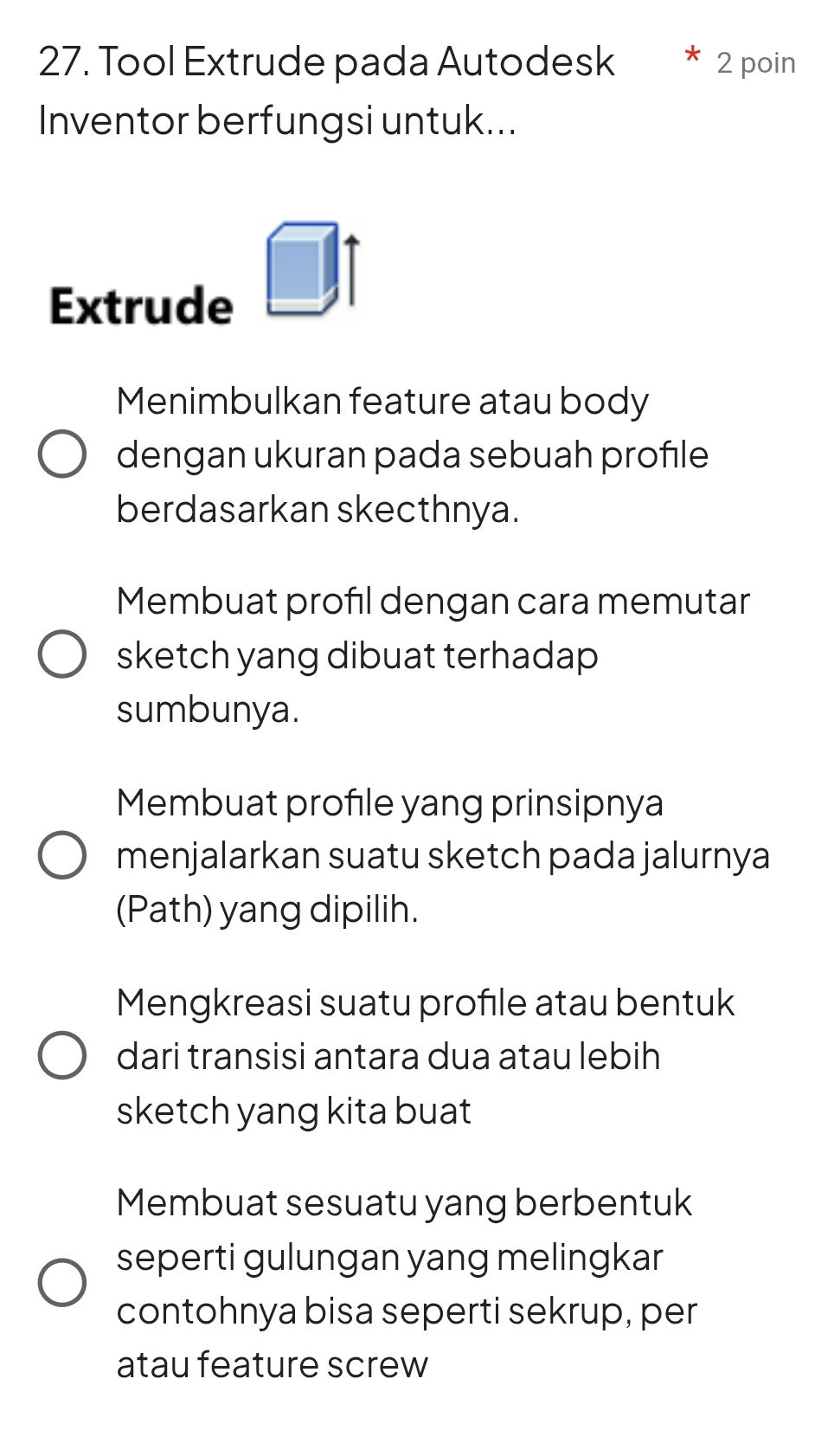 27. Tool Extrude pada Autodesk Inventor | StudyX
