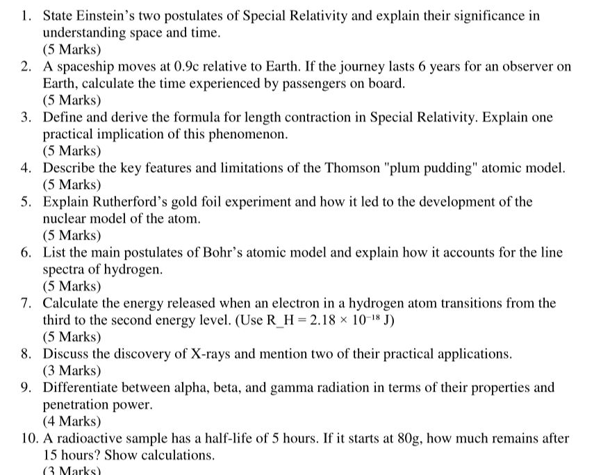 1. State Einstein's two postulates of | StudyX