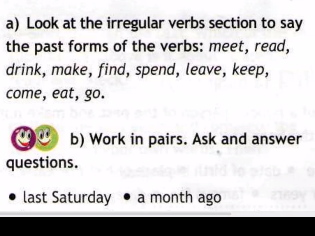 a) Look at the irregular verbs section to | StudyX