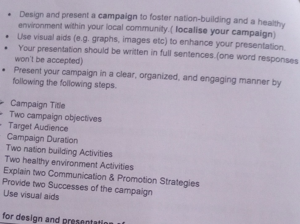 Design and present a campaign to foster | StudyX