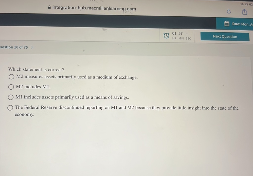 Which statement is correct? M2 measures | StudyX