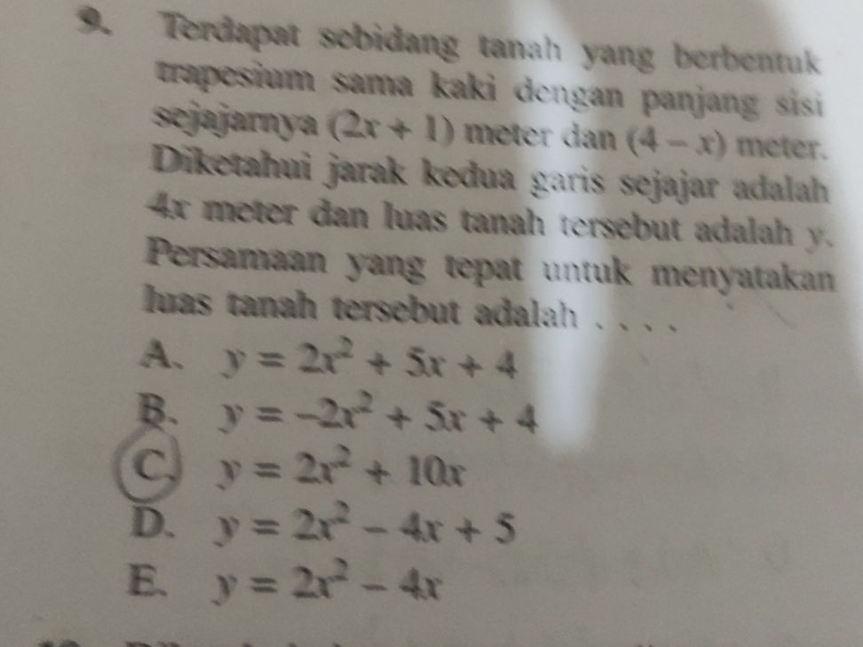 9. Terdapat sebidang tanah yang berbentuk | StudyX