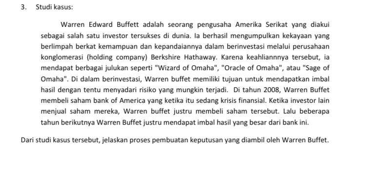 Dari studi kasus tersebut, jelaskan proses | StudyX