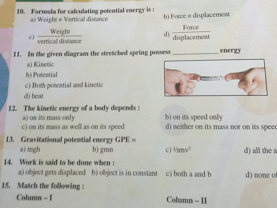 10. Formula for calculating potential energy | StudyX