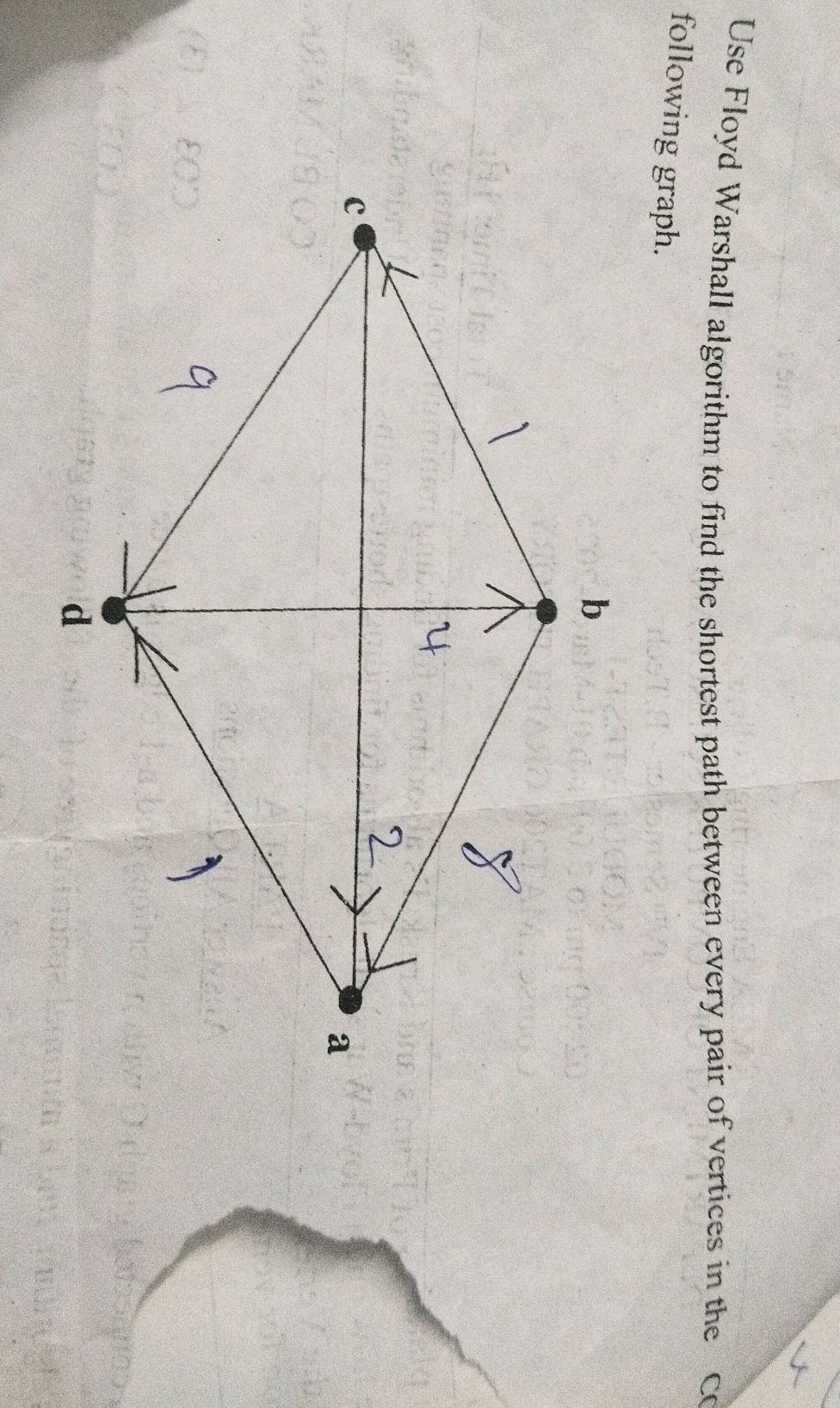 Use Floyd Warshall algorithm to find the | StudyX